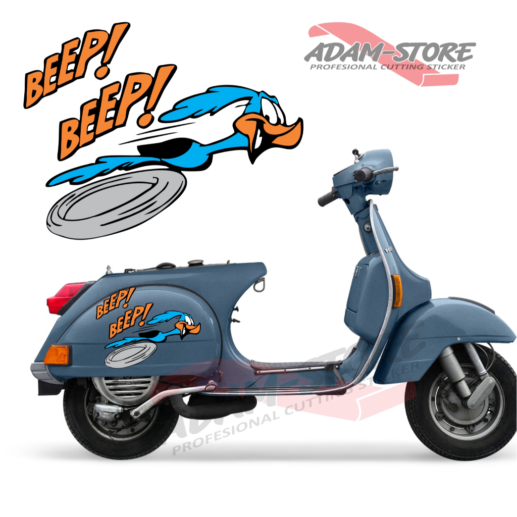 Jual BB41 Sticker motor vespa px stiker ANIME BEEP BEEP sticker motor ...
