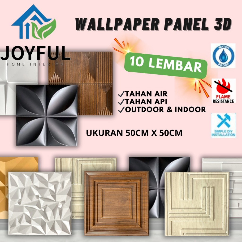 Jual Joyful Home Interior - PAHE!! (10 PCS) WallPanel • 50cm x 50cm ...