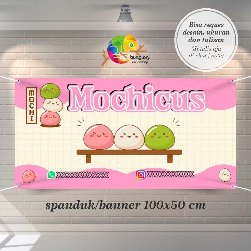 Jual Cetak Spanduk Banner Mochi Model Pink Imut Dan Lucu | Shopee Indonesia