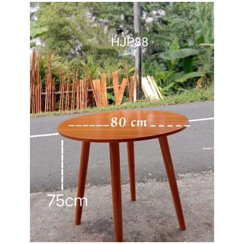 Jual meja bulat kayu meja kantor 80cm tinggi 75cm | Shopee Indonesia