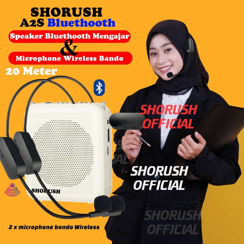 Jual Shorush A1S / A2S Speaker Megaphone Pinggang Portable Mini Dengan Mic Wireless Bando Kepala ...