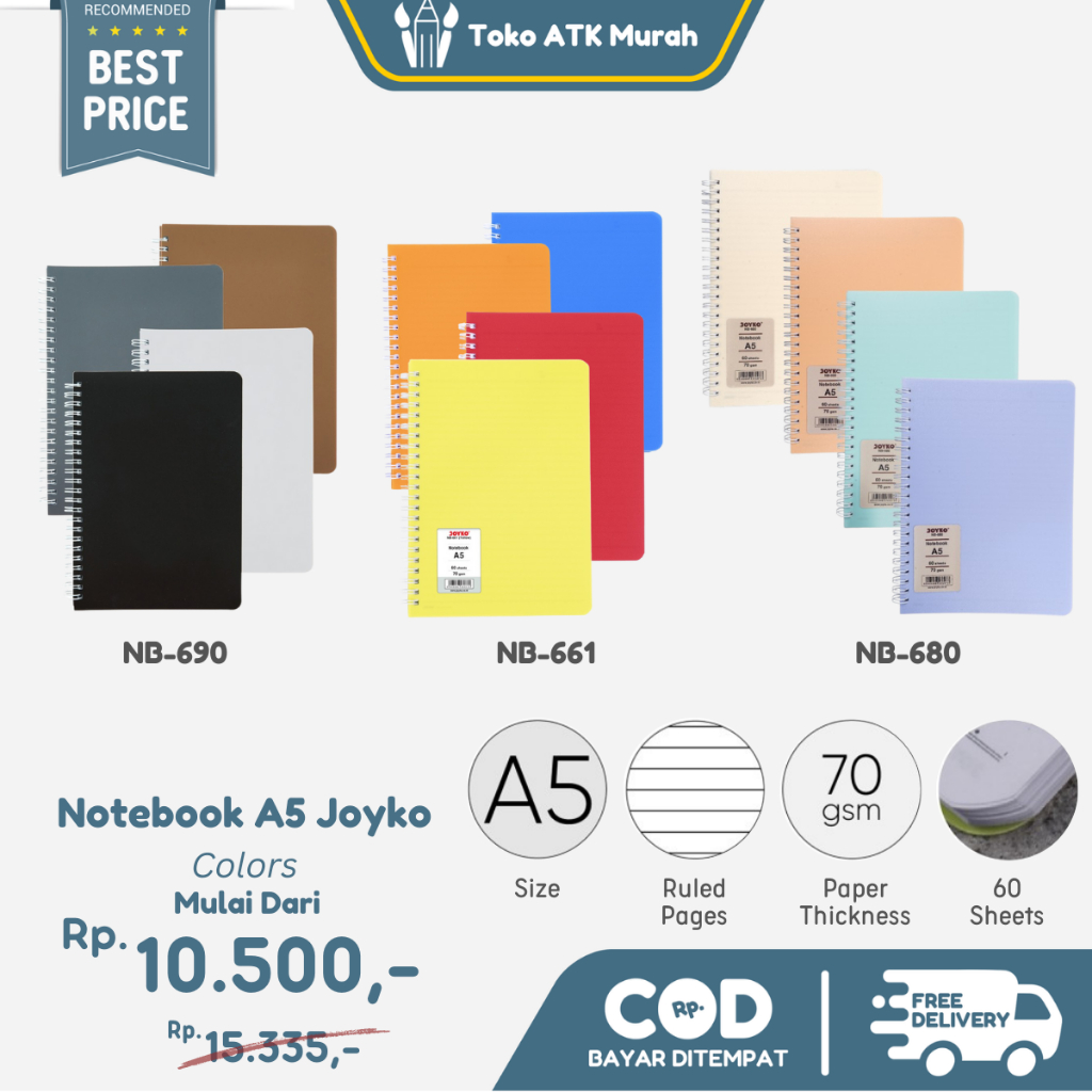 Jual Note Book Joyko A5 NB-680 Pastel Color / NB-690 / NB-661 Notebook ...