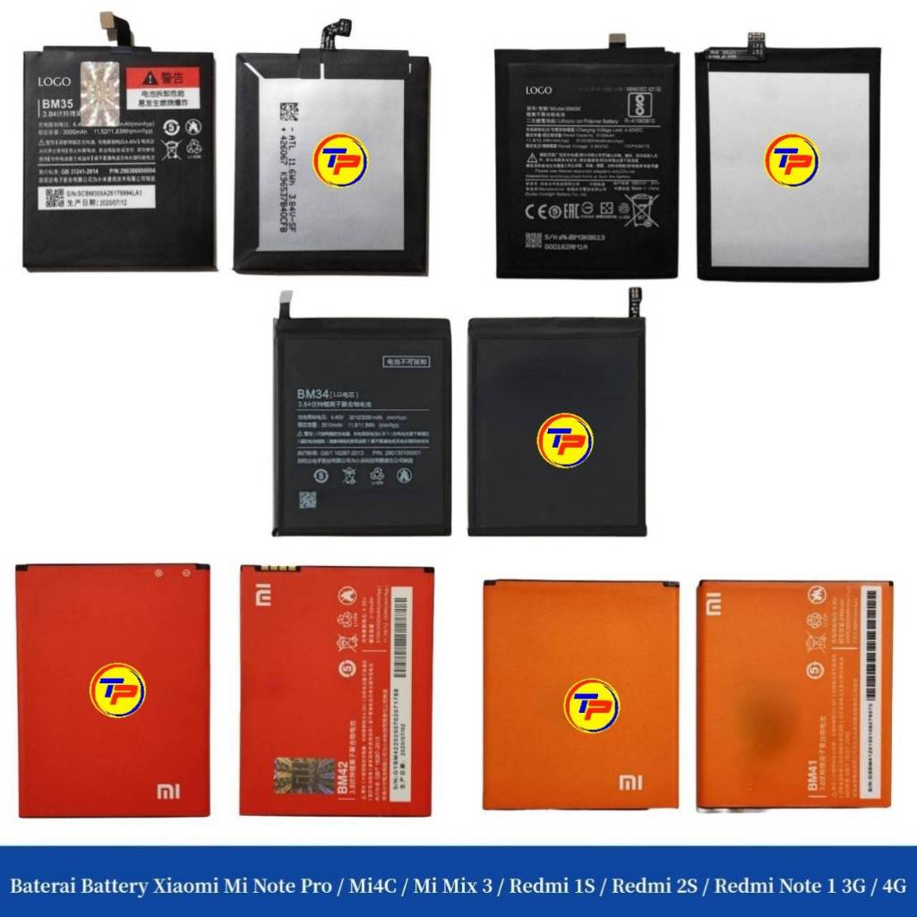 Jual Baterai Battery Xiaomi Mi Note Pro / Mi4C / Mi Mix 3 / Redmi 1S / Redmi 2S / Redmi Note 1 ...