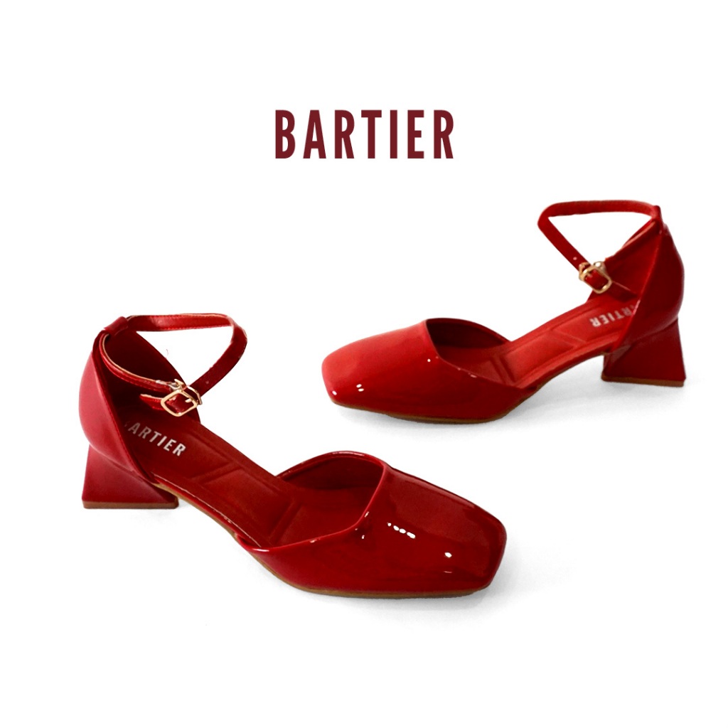 Jual BARTIER - HEELS 5CM SEPATU TALI WANITA SEPATU MARY JANES RED BLOCK ...