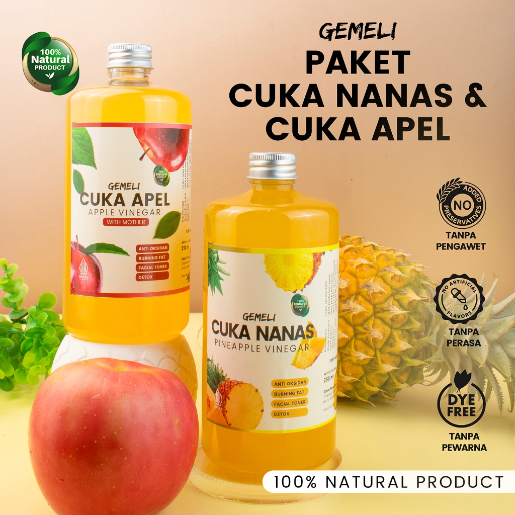 Jual Paket Bundling Cuka Apel Original 500ml & Cuka Nanas Original ...