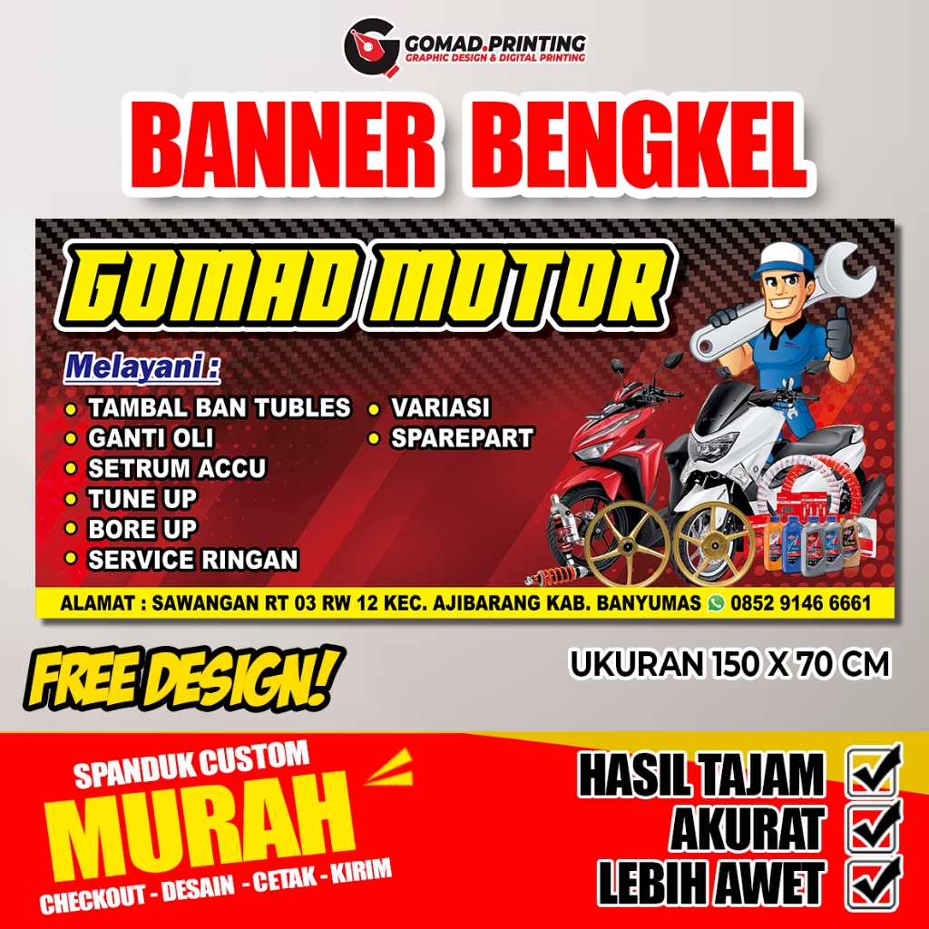 Jual BANNER BENGKEL MOTOR SPANDUK BENGKEL BANNER RACING CUSTOM UKURAN ...