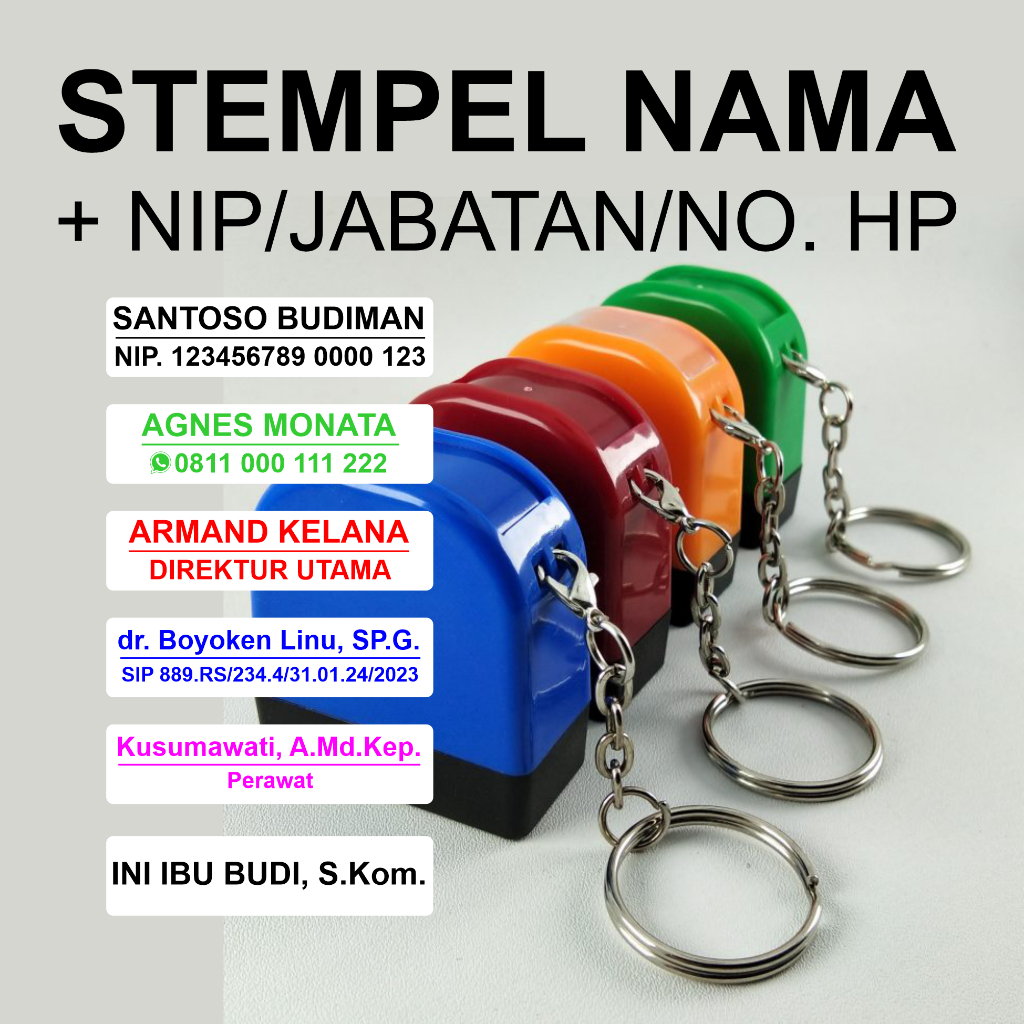 Jual Stempel Nama Dokter Bidan Perawat Apoteker HP WA Stampel Usaha Toko Lunas Konter Gantungan ...