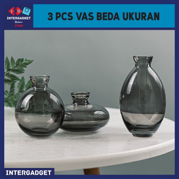 Jual 3 PCS Vas Bunga Botol Kaca Estetik Multifungsi Flower Vase ...