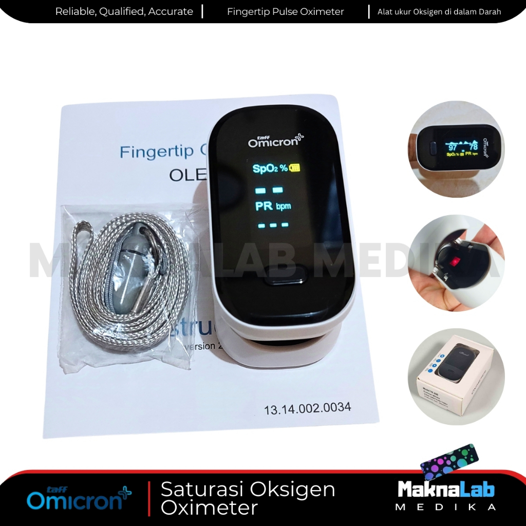 Jual taff Omicron Pulse Oximeter Fingertip Digital Alat Ukur Oksigen ...