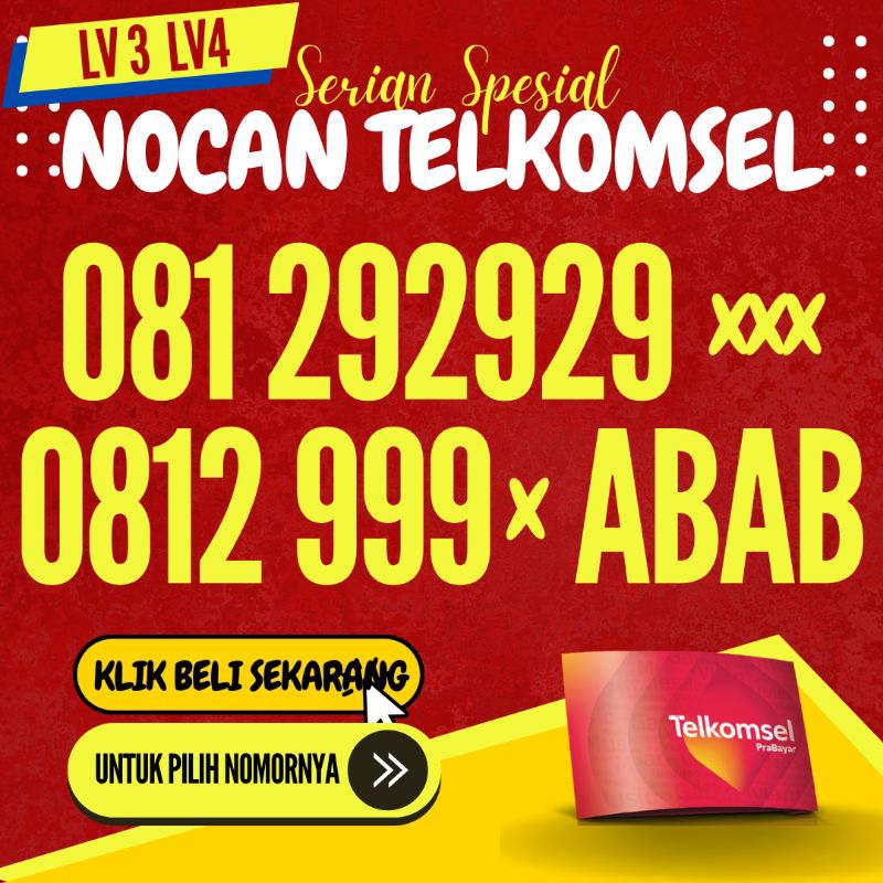 Jual Nomer Cantik Simpati Telkomsel Seri 292929 Kode LV3 LV4 No Cantik Full Rapih Simpati ...