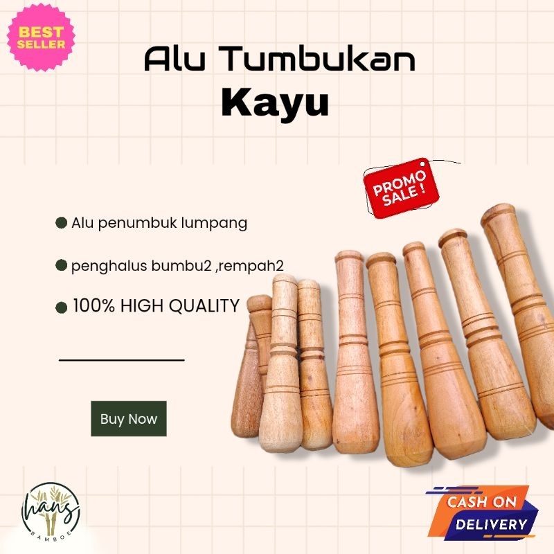 Jual Alu Halu Lumpang penumbuk kayu/Tumbukan kayu bagus/Alat Tumbuk ...