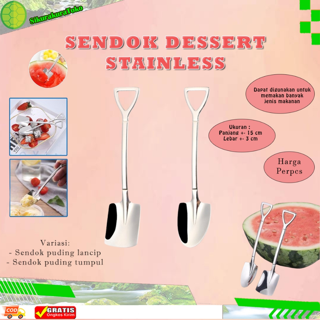 Jual (SDA) Sendok Sekop Bahan Stainless Spoon Dessert Cake Puding Buah ...