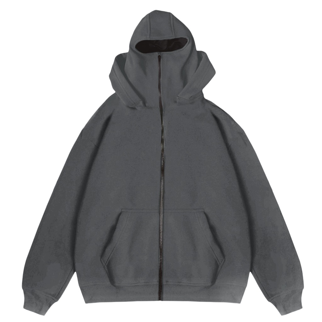 Jual Lettucy Hoodie Balaclava Zipper Boxy fit Cotton cvc Abu | Shopee ...