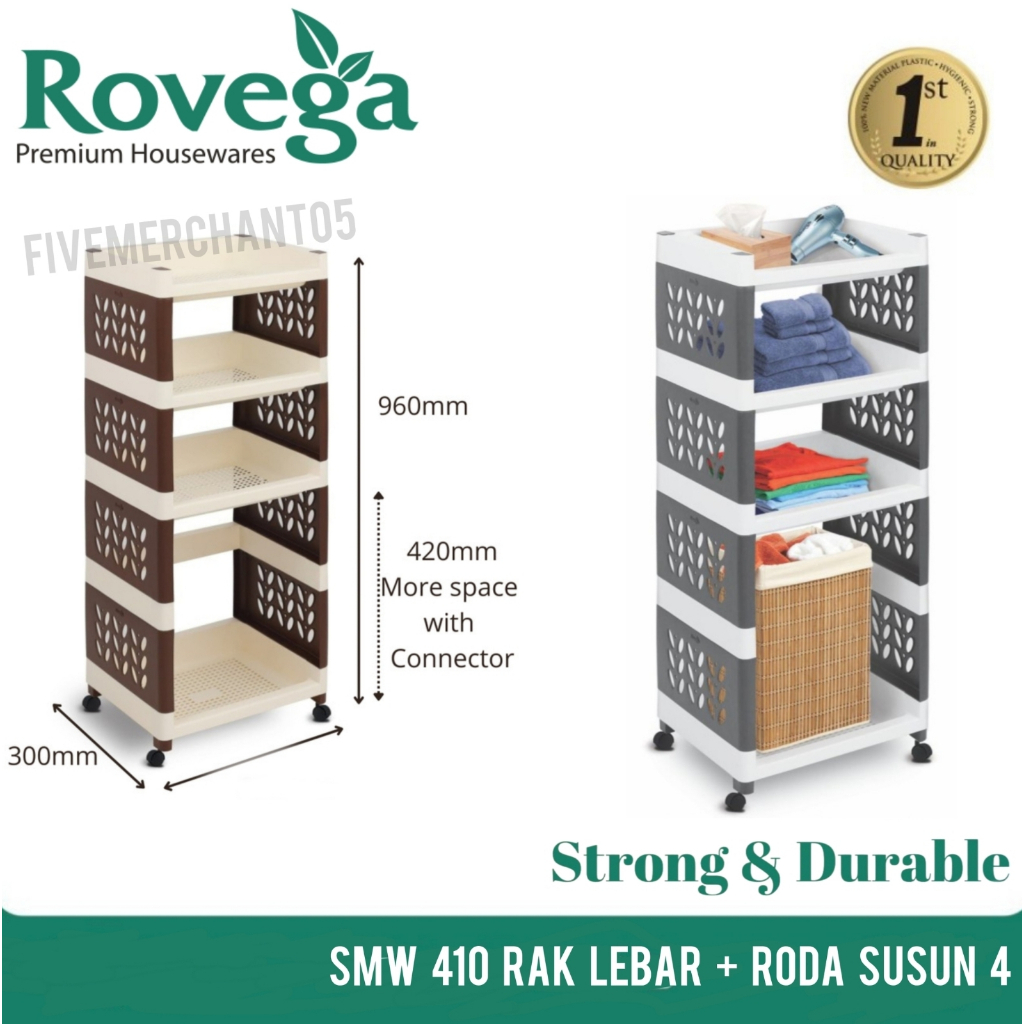 Jual Rak Plastik ROVEGA SMW 410 LEBAR Jumbo RODA Susun 4 Tingkat Rak ...