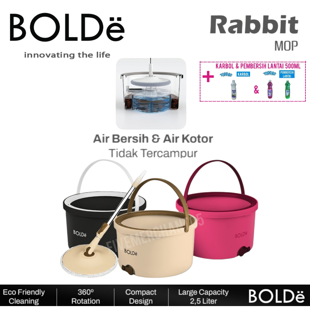 Jual Alat Pel Bolde Supermop RABBIT Air Bersih Kotor Terpisah Spinmop ...