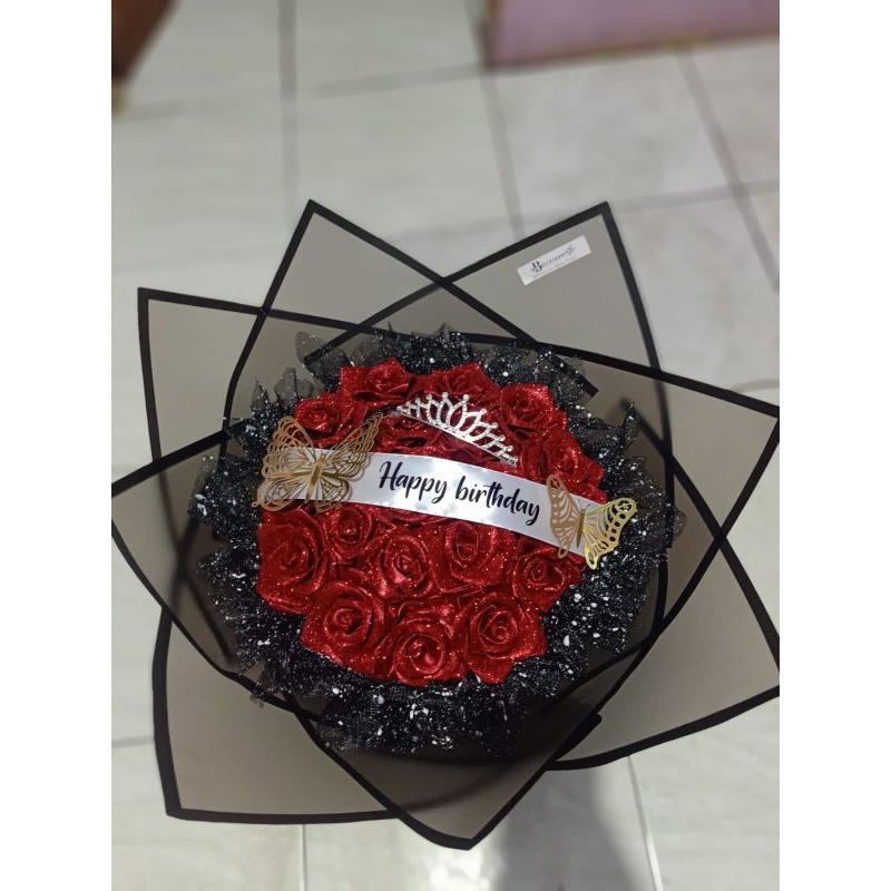 Jual BUKET BUNGA PITA SATIN 20TANGKAI+gliter | Shopee Indonesia