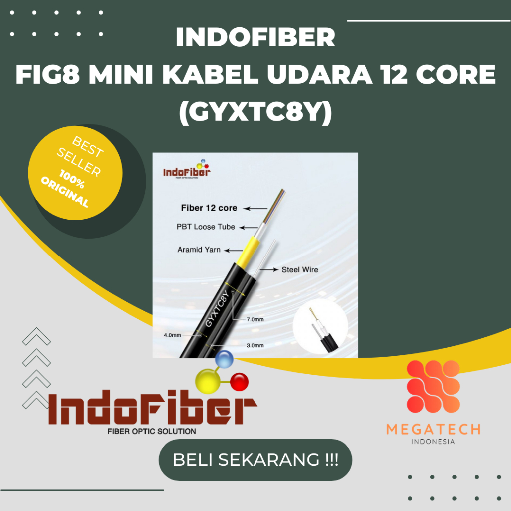 Jual INDOFIBER FIG8 MINI Kabel udara 12 CORE (GYXTC8Y) | Shopee Indonesia