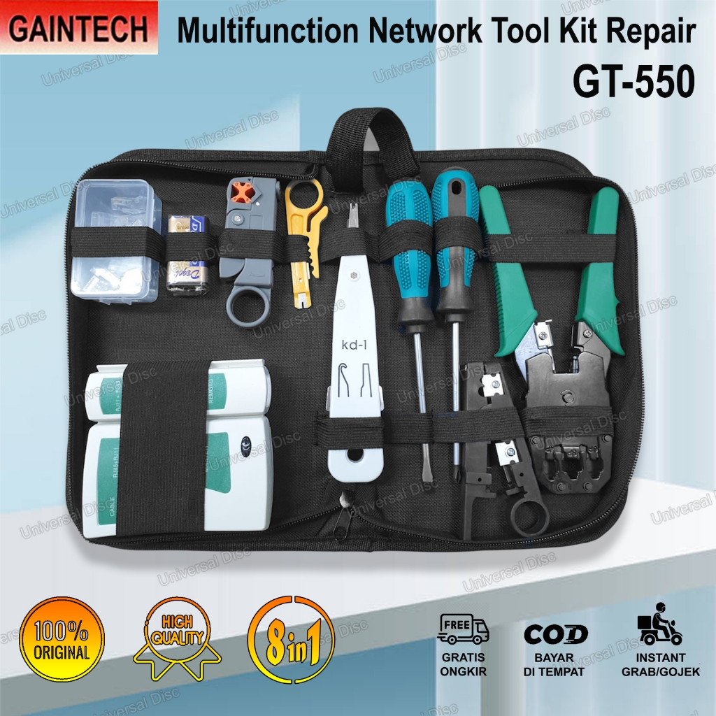 Jual Toolkit Tool Kit Set Repair Network LAN Tester 8 in 1 GT-550 ...