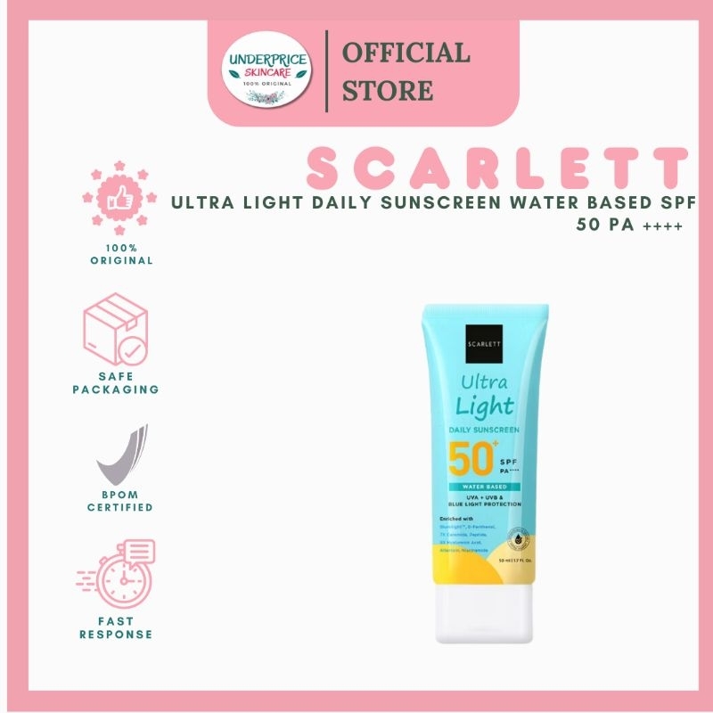 Jual SCARLETT Ultra Light Daily Sunscreen SPF 50++++PA 50ml [Oil Skin ...