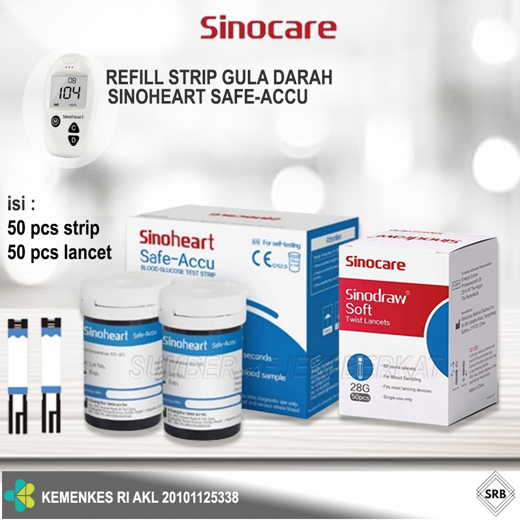 Jual Strip Uji Gula Darah dan Jarum Lancets Sinoheart Safe Accu by ...