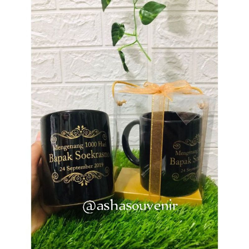 Jual SOUVENIR MUG BESAR HITAM CUSTOM / SOUVENIR PERNIKAHAN / SOUVENIR ...
