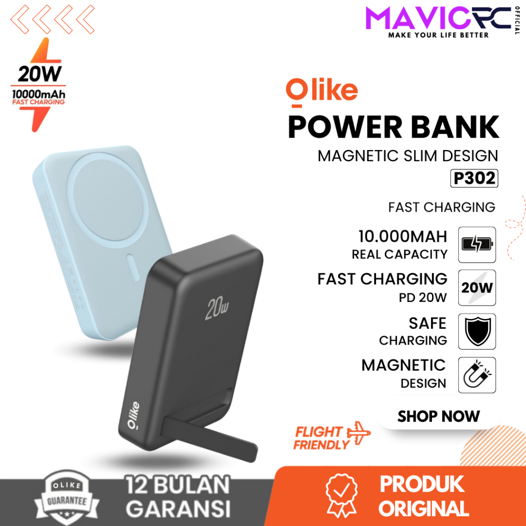 Jual OLIKE P302 Powerbank Magnetic Wireless Quick Charge 10000mAh | Power Bank Magsafe Fast ...