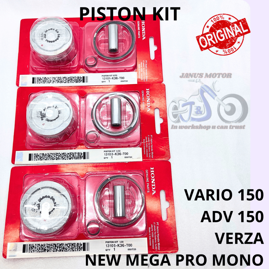 Jual Piston kit Seher Vario 150 PCX ADV Verza New Mega Pro monoshock ...