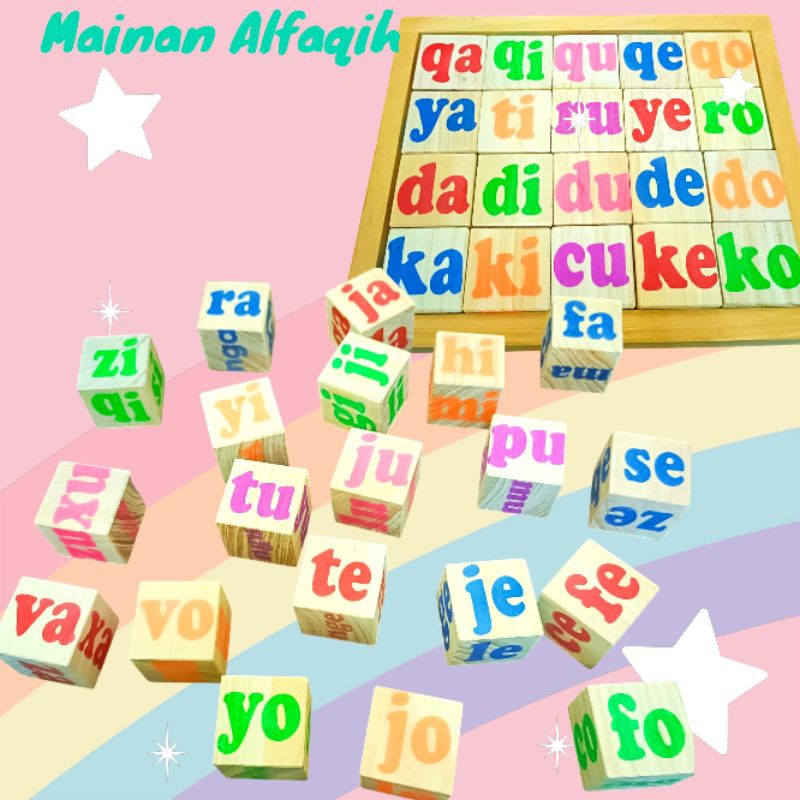 Jual Mainan Edukatif Anak Susun Balok Suku Kata/ Mainan Balok Belajar ...