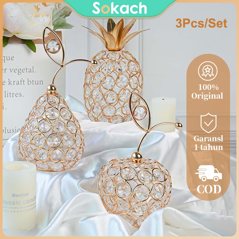 Jual 3Pcs Buah Kristal Pajangan Hoki Ornamen Natal Dekorasi Ruang Tamu ...