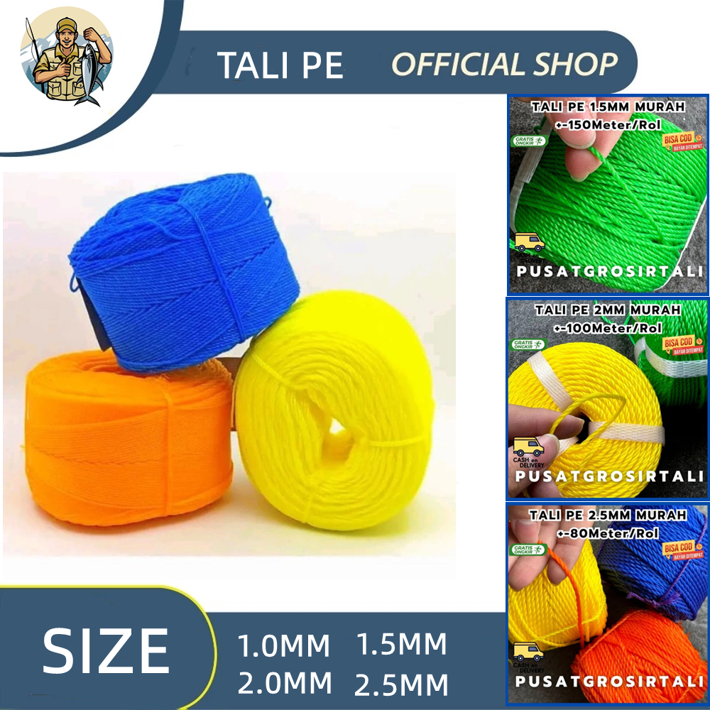 Jual Tali Tambang Kecil 1mm-2.5mm / Tambang PE 1.0mm-2.5 mm +/- 150-200 METER MURAH | Shopee ...