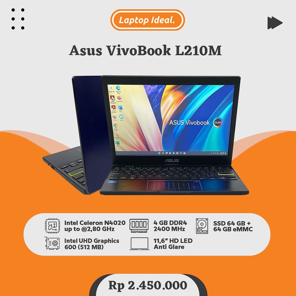 Jual Asus VivoBook L210M (2021) SLIM N4020 RAM 4 GB SSD 128 GB MULUS ...