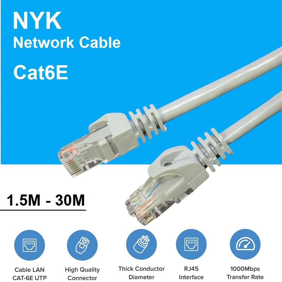 Jual NYK Supreme Kabel Lan UTP Cat6E Internet / Ethernet Cable 1.5M - 30M | Shopee Indonesia