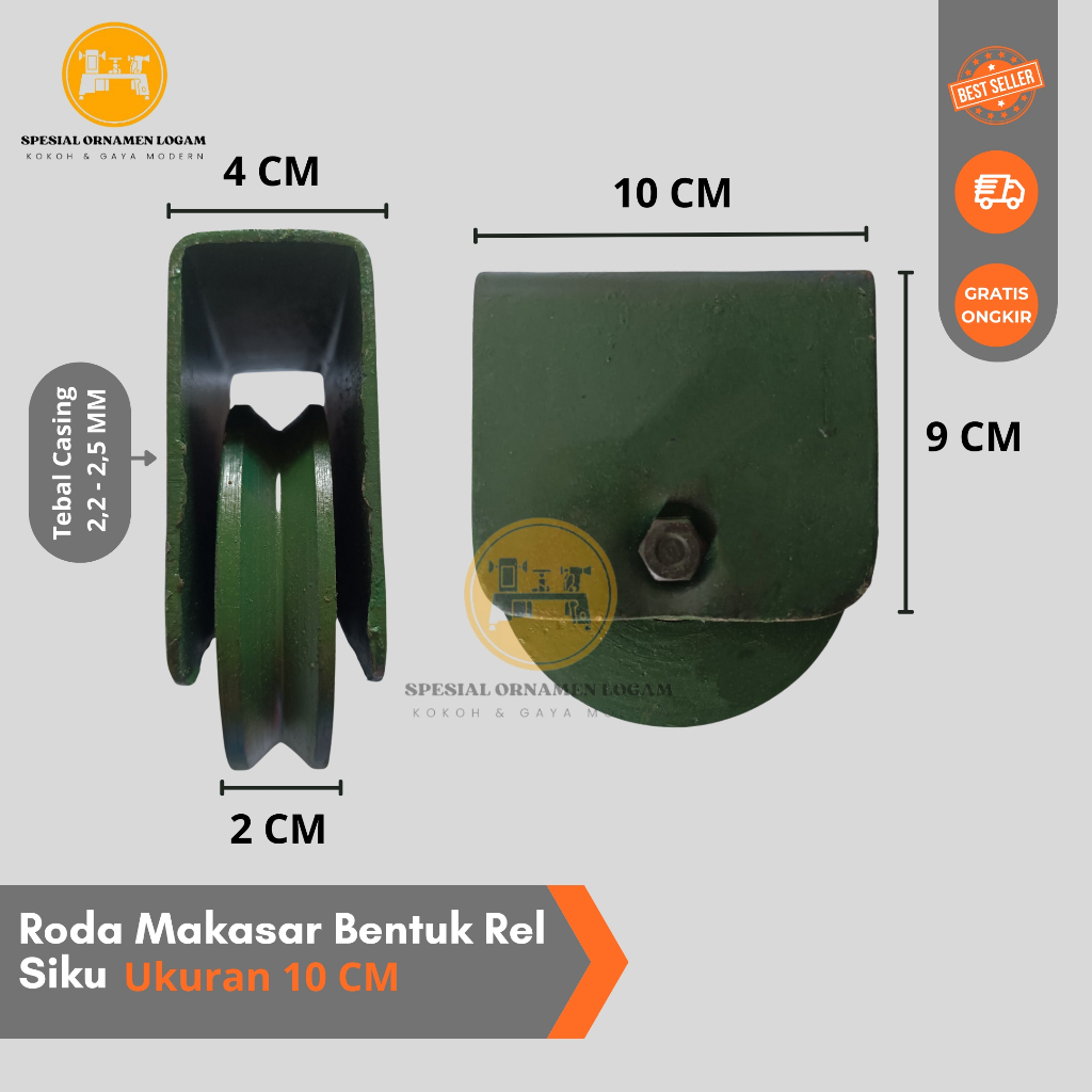 Jual Roda Pagar Rel Besi Ukuran 10 CM Bentuk Siku Warna Hijau l Roda ...