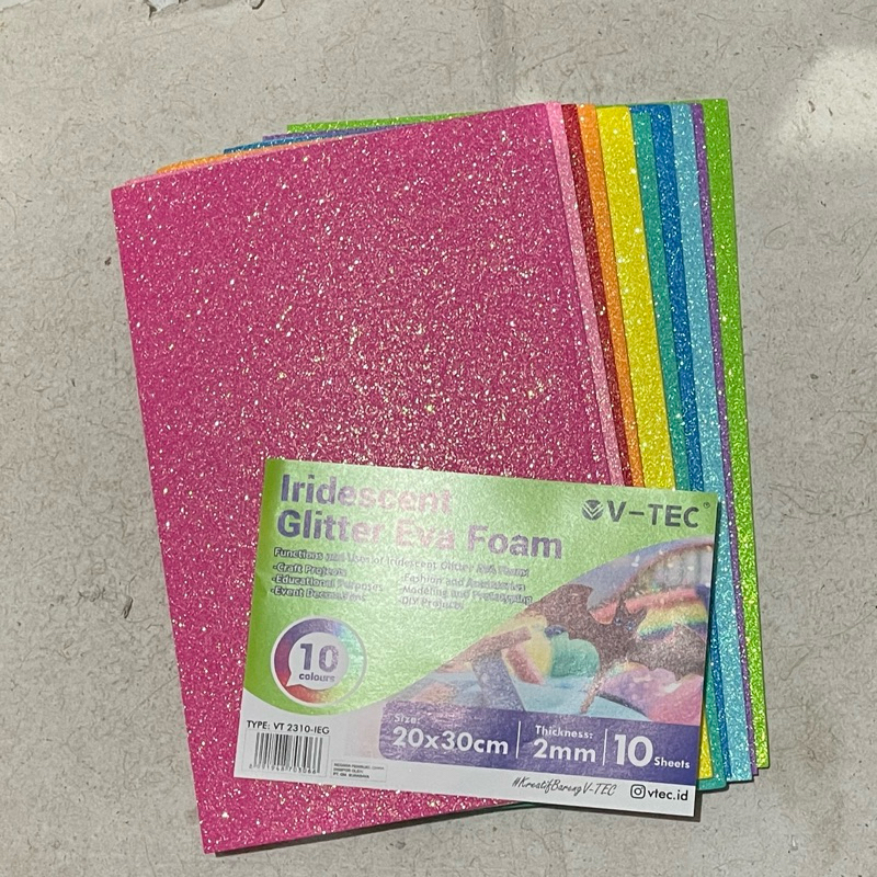 Jual Busa Eva Glitter / Eva Foam V-TEC 20x30cm (Pak isi10warna ...