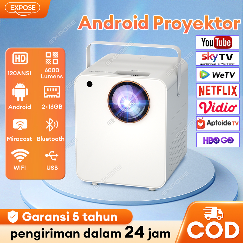 Jual Proyektor Mini Android TV Portable Home Theater Ram 2GB Built-in speaker With LED 8000 ...