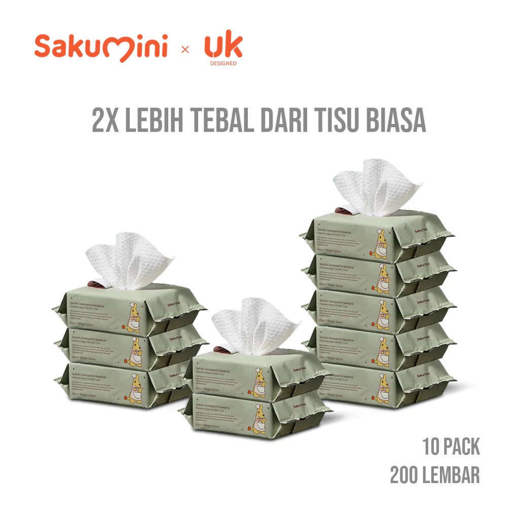Jual SAKUMINI Tisu Basah Bayi Wet Tissue Baby Wipes Pure Water Hand ...