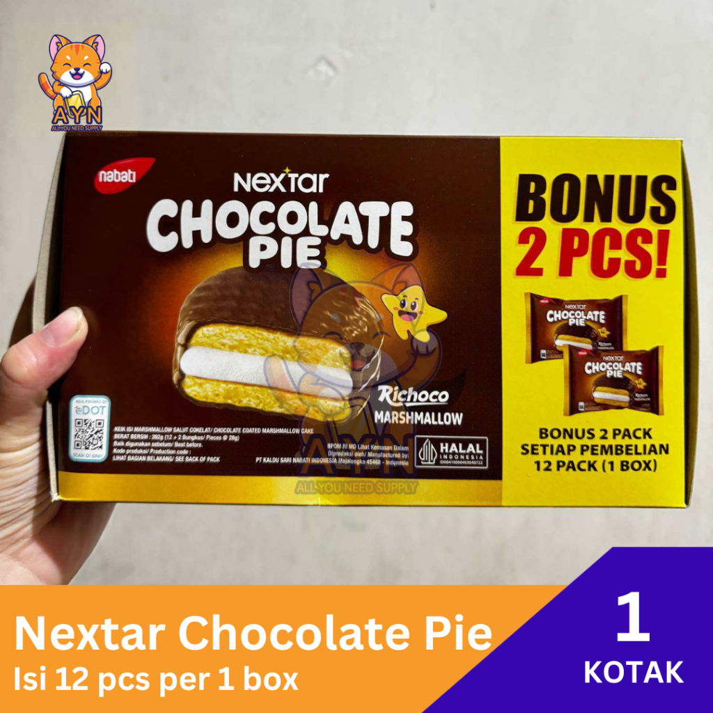 Jual Nextar Chocolate Pie Richoco Marshmallow isi 12 + bonus 2 pcs per ...