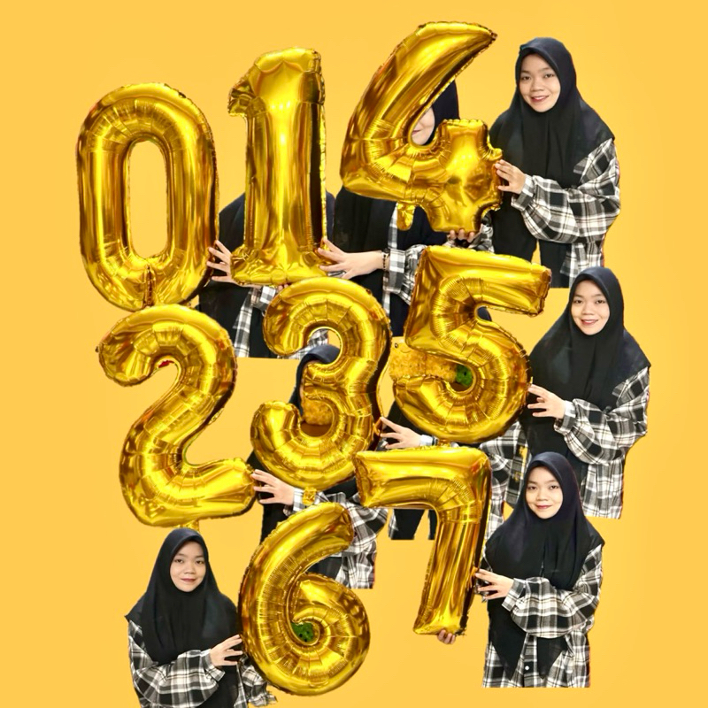 Jual Balon Foil Angka Besar 80 cm gold Balon Angka Jumbo , Balon ...