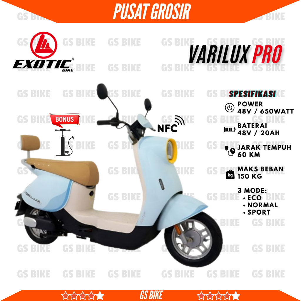 Jual SEPEDA LISTRIK EXOTIC VARILUX PRO / VARILUX LX / GARANSI RESMI ...