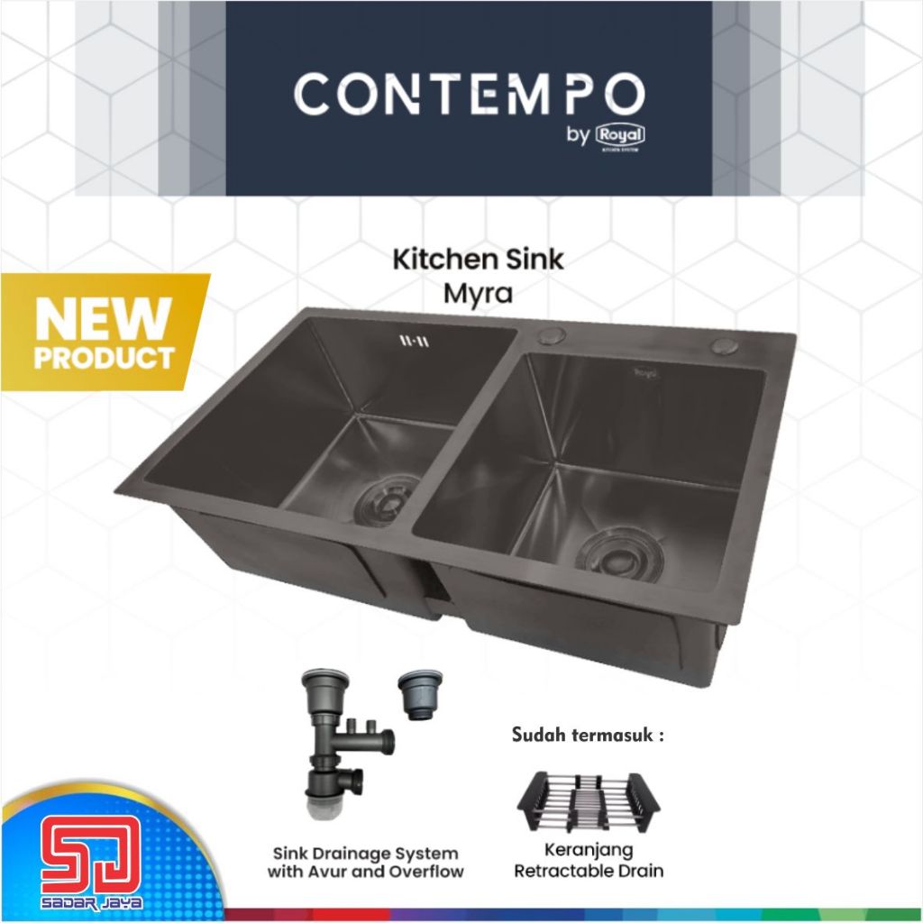 Jual Royal Kitchen Sink Contempo Myra Wastafel 2 Lubang Bak Cuci Piring ...