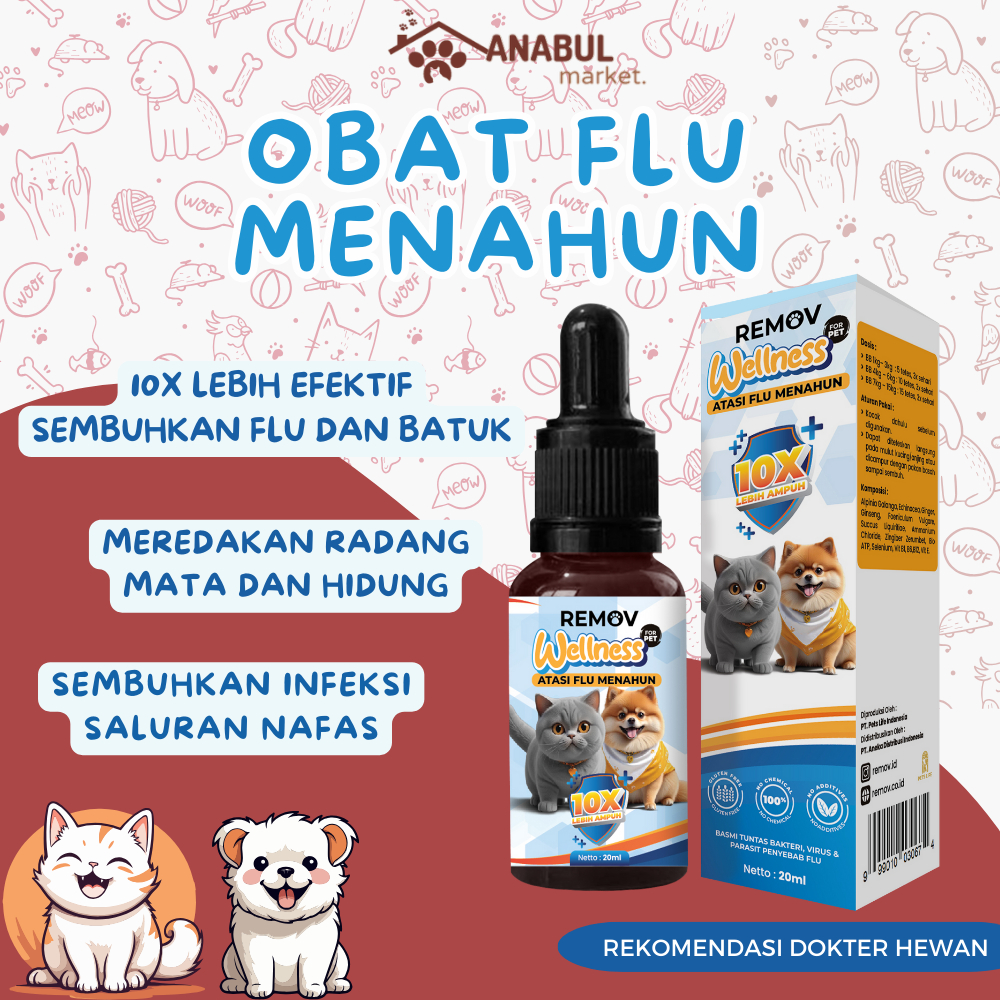 Jual Obat Flu dan Batuk Menahun Kucing dan Anjing Remov Wellness Premium 20ml | Shopee Indonesia