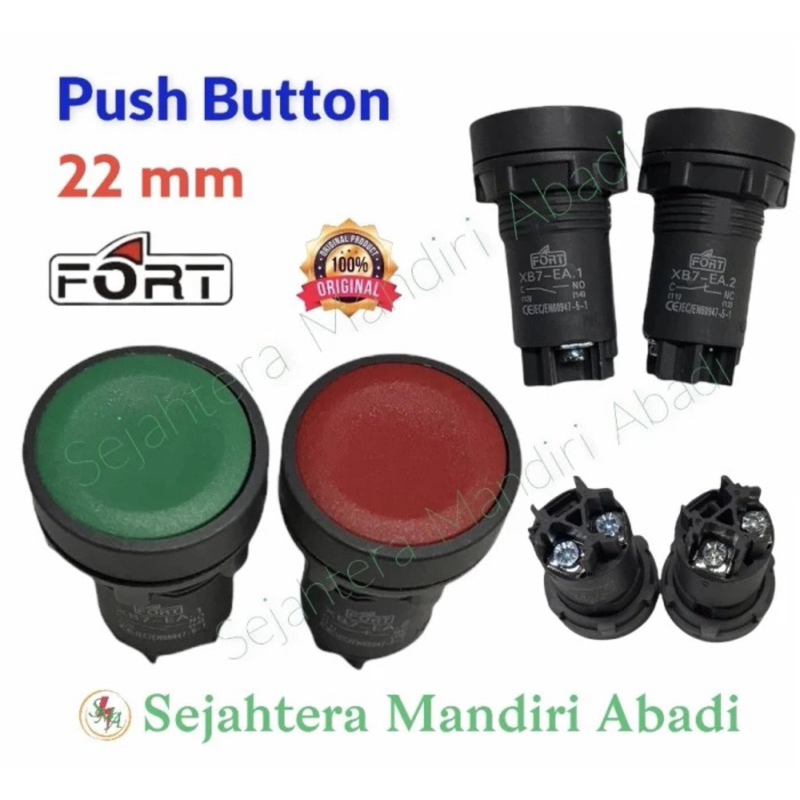 Jual Push Button Switch 22mm Fort XB7 Hijau Atau Merah | Shopee Indonesia
