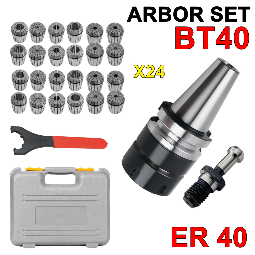 Jual Arbor Set BT40 ER40 Collet Chuck 24 Pcs BT 40 ER 40 Milling CNC | Shopee Indonesia