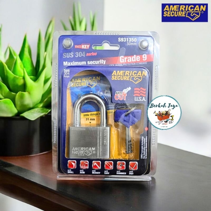 Jual GEMBOK AMERICAN Secure ORIGINAL Gembok Anti Maling Anti Potong ...
