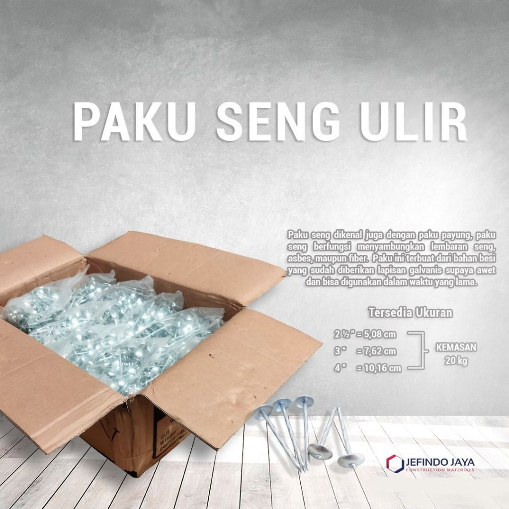 Jual PAKU SENG ULIR 1 DUS 20 KG - PAKU PAYUNG GALVANIS - UKURAN 2.5 ...