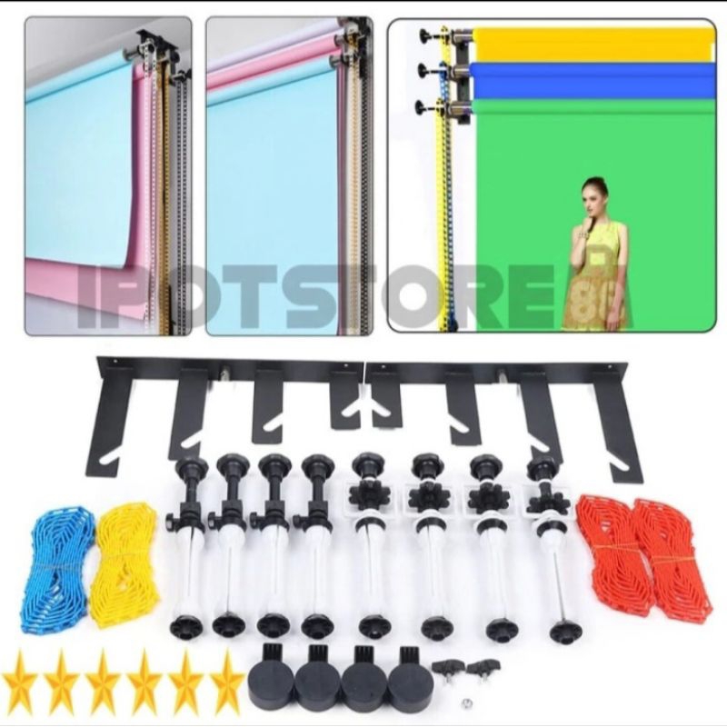 Jual Stand Backdrop Tiang Background Expander 4 Roller Pro Foto Studio ...
