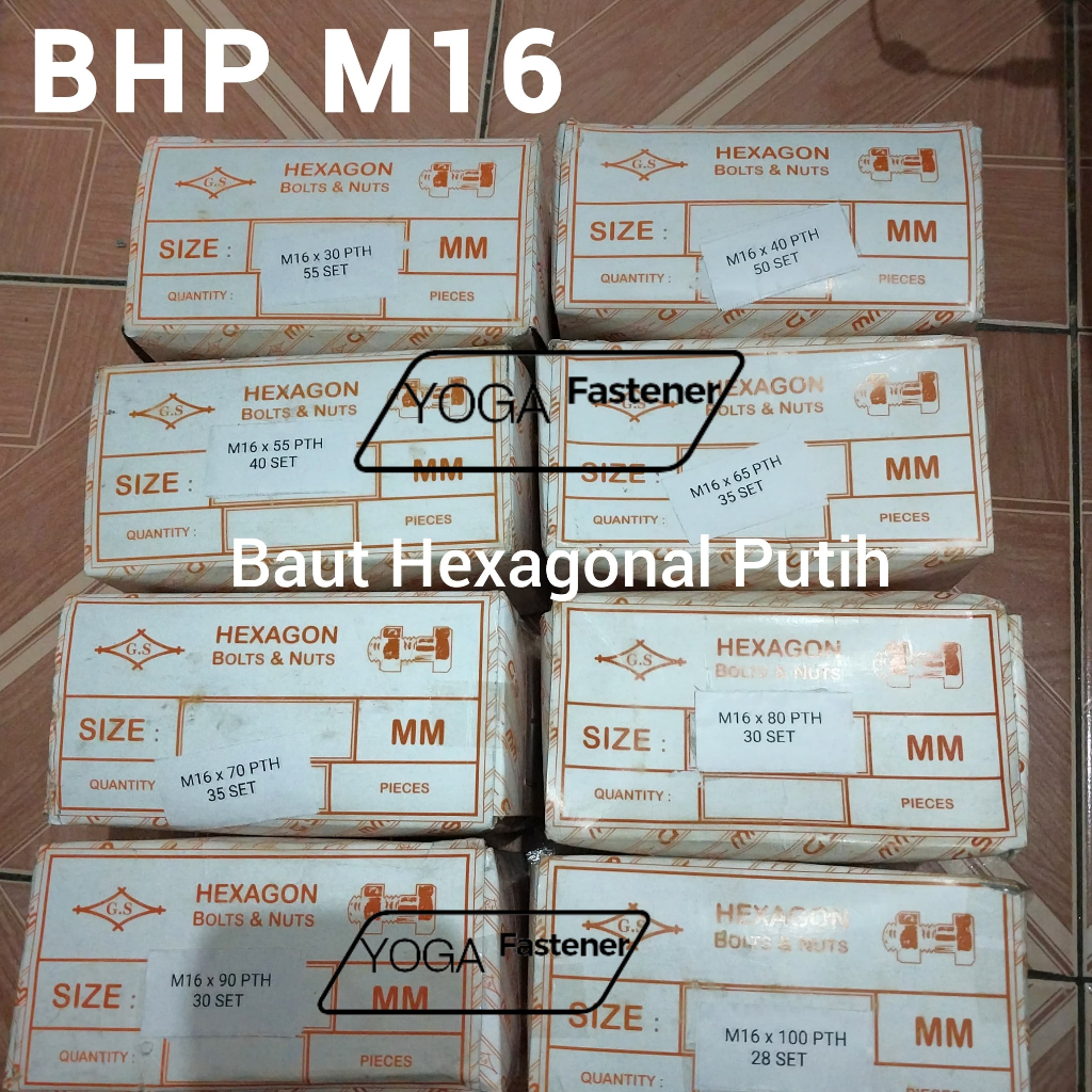 Jual 1 Dus BHP BMP M16 baut hexagonal putih Ukuran M16x30 sampai ...