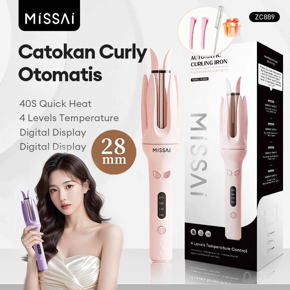 Jual MISSAI Catokan Curly Otomatis 28MM Ceramics Curly Rambut Alat Kriting Rambut Catokan ...