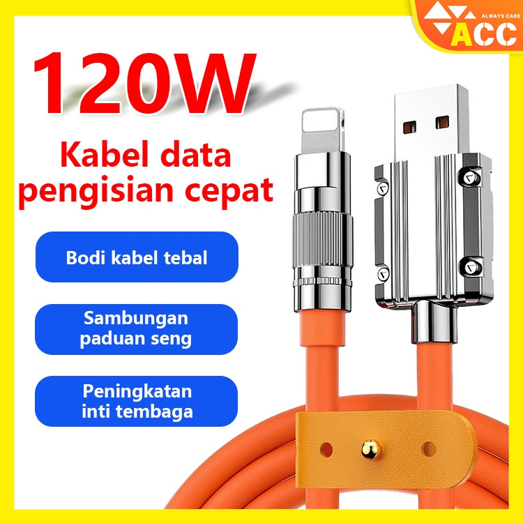 Jual ACC 120W kabel Data Fast Charging Super Charger Ip Type c USB To ...