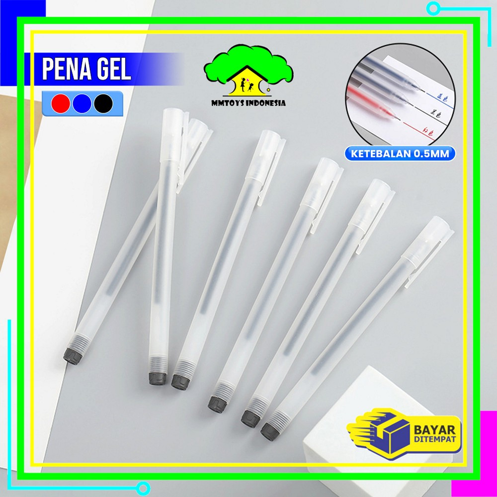 Jual MI-A46 Pena Gel Alat Tulis Pulpen 0.5mm Motif Polos Simple / Pena ...